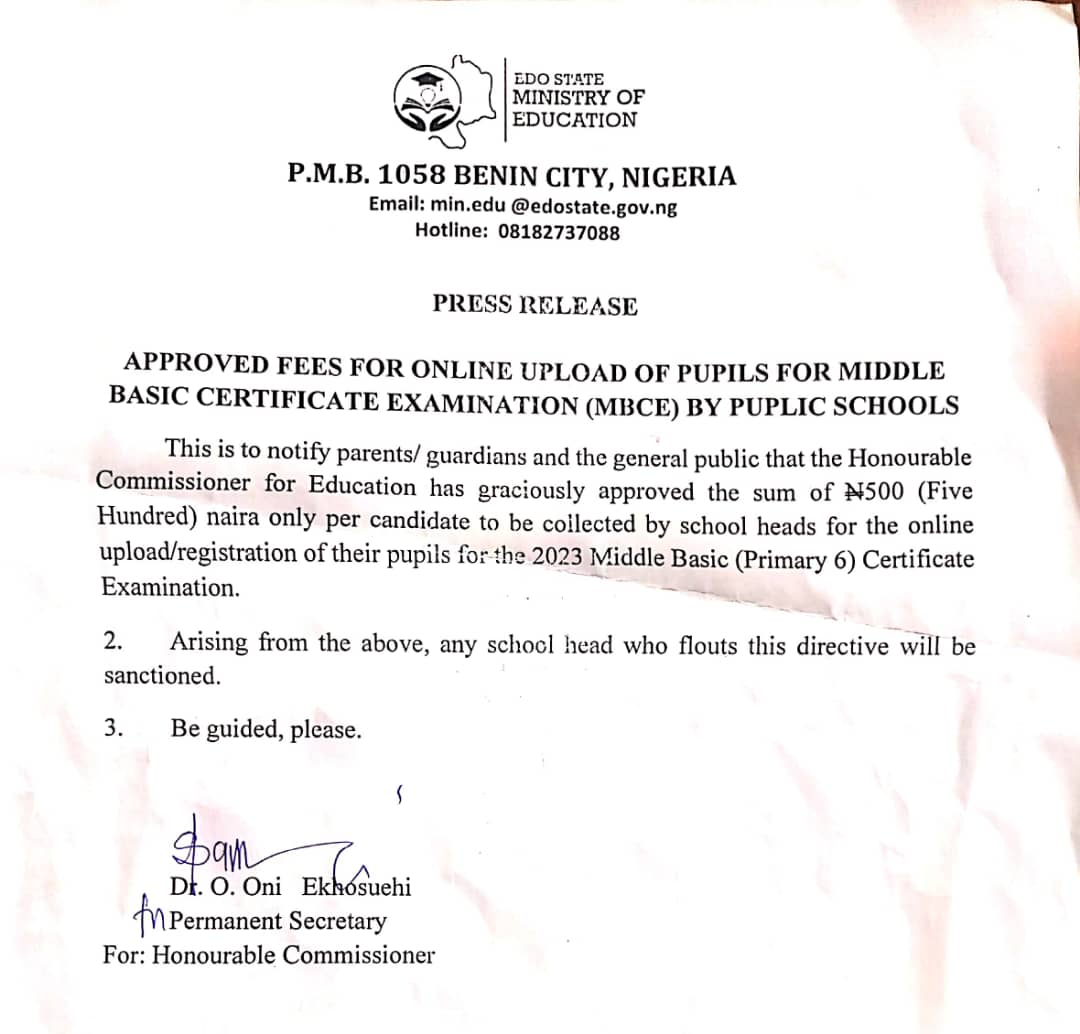 Edo govt approves fees for exam registration, practicals in schools ...